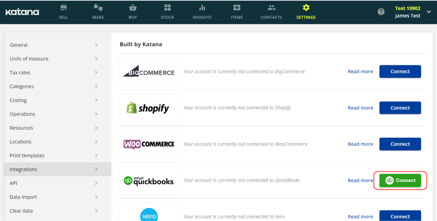 QuickBooks Online Serial Number Tracking — Katana