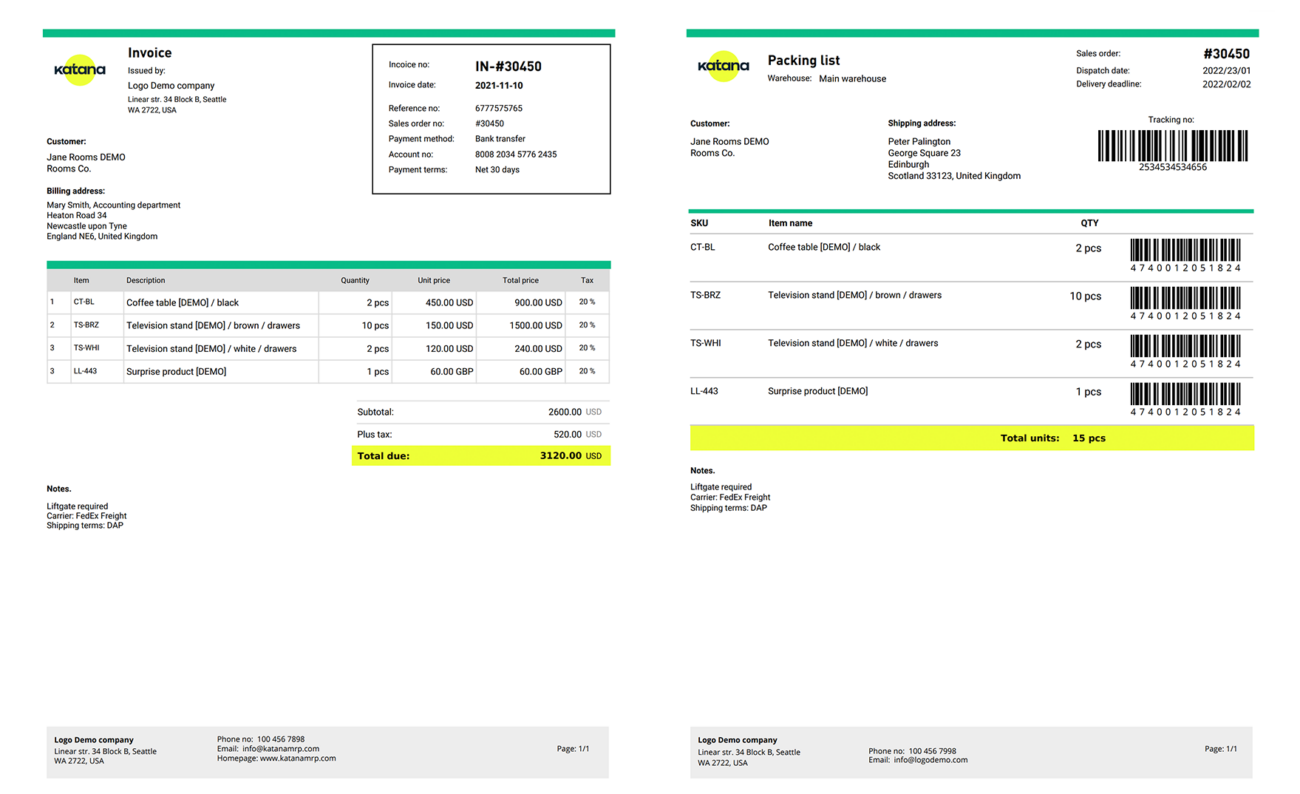 Create custom pdf templates — Katana